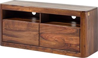 Massivmoebel24 Mobile Tv In Legno Di Shesham / Acacia 130x40x58 Noce Cerato Toronto 219