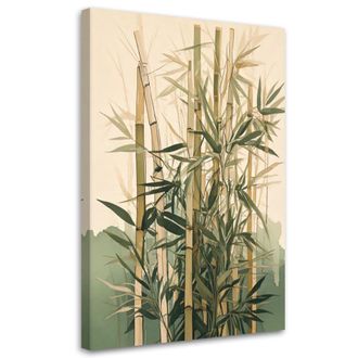 Feeby Leinwand Bilder - Bild Wohnzimmer - Bambus Pflanzen Aquarell Beige Gr&uuml;n - 40x60 1tlg - Deko Schlafzimmer Gro&szlig; - Dekoration Canvas - Gem&auml;lde - Modern W