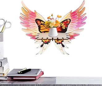 Generico Eckregal mit Schmetterlingsfl&uuml;gel, Boho- -Wandregal, dekorativer Lampenschirm | Kunstskulptur im Schmetterlingsstil, schwebendes Wandregal f&uuml;r den Ein