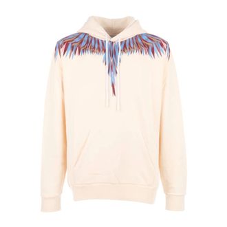 Marcelo Burlon Homme, Sweatshirts et sweats à capuche, Beige, Taille: S SweaT-shirt en coton avec logo tricolore
