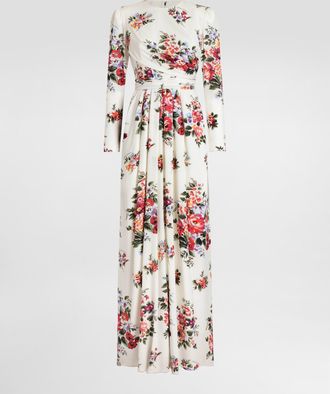 Dolce & Gabbana Flower Bouquet-print Charmeuse Dress - Frau Kleider Multicolor 46