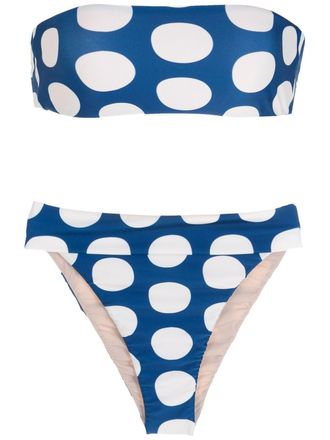 Adriana Degreas maillot de bain &agrave; pois - Bleu