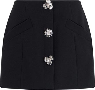 Blumarine Femme, Jupes, Noir, Taille: 38 FR Double Cr&ecirc;pe Skirt With Metal Flowers