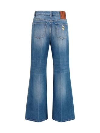 Valentino Womens Straight-Leg Jeans Medium Blue Denim Cotton