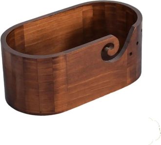 Generic H&ouml;lzerne Garnschale for Str&auml;nge, oval mit geschnitzten L&ouml;chern, H&auml;kelnadelablage, tragbares Strickzubeh&ouml;r(Style B)