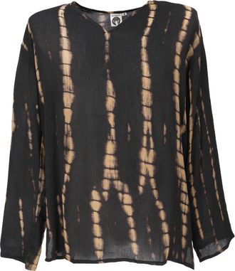 Guru Shop Yoga Hemd, Goa Hemd, Batik Freizeithemd - Schwarz/Batik, Herren, Synthetisch, Size:XL