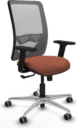 Piqueras y Crespo B&uuml;rostuhl aus Stoff, h&ouml;henverstellbar, mit Rollen Zulema mit 2D-Armen, h&ouml;henverstellbare Lendenwirbelst&uuml;tze, 3 Positionen, Grau/Braun