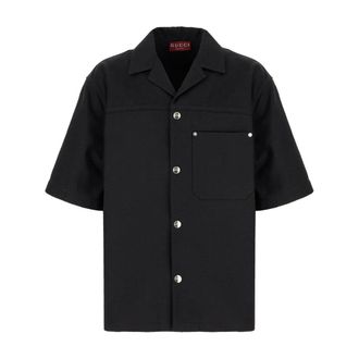Gucci Kurzarm Baumwollhemd - - Shirts - Herren - Schwarzk - M