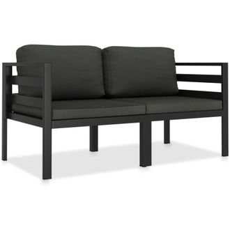 vidaXL 2-tlg. Garten-Sofagarnitur mit Auflagen Aluminium Anthrazit Vidaxl