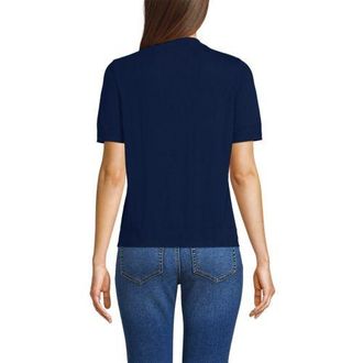 Lands End Rundhalspullover aus Baumwolle/Seidenmix, Damen, Gr&ouml;&szlig;e:36-38 regular, Blau, Baumwolle/Seide/Nylon, by Lands End