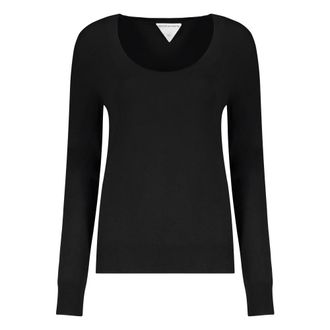 Bottega Veneta Femme, Pulls, Noir, Taille: 36 FR Pull ras du cou en cachemire avec détails côtelés