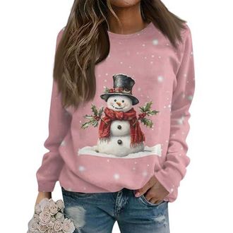 Generic Pull de No&euml;l pour femme avec imprim&eacute; sapin de No&euml;l - Grande taille - Haut &agrave; manches longues - Coupe ample - Confortable et doux - Pull amusant pour fe