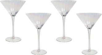 Beliani Martinigl&auml;ser 4er Set transparent 220 ml schimmernd geriffelt Morganite