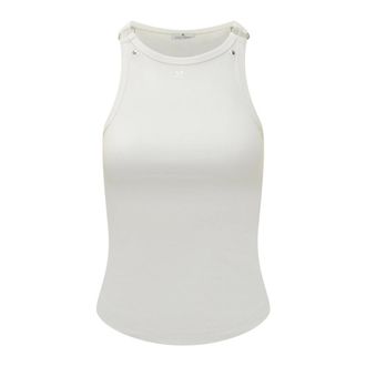 Courrèges Femme, Tops, Blanc, Taille: 40 FR Top à boucle côtelé des années 90