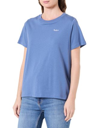 Pepe Jeans London Damen W Basic Logo T-Shirt, Blau (Meerblau), M