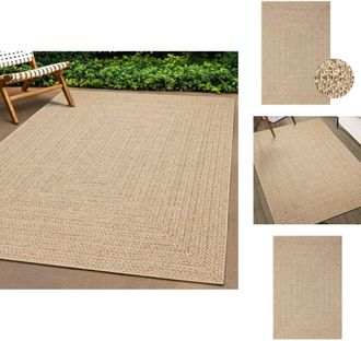vidaXL Teppich 140x200 cm Jute-Optik Innen und Außen - Outdoor-Teppich - Terrasse - Balkon - Garten - Jute Optik