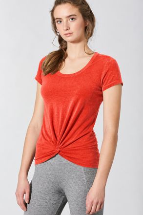 Hempage Hempage Damen vegan T-Shirt Yoga Knotendetail Ziegelorange