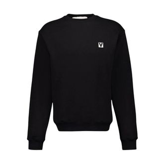 Valentino Garavani Schwarzer Baumwoll-Crewneck-Sweatshirt mit Patch - - Sweatshirts & Hoodies - Herren - Schwarzk - S