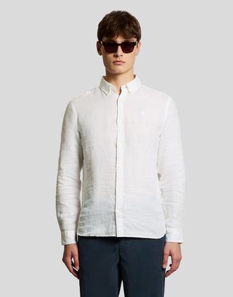 Lyle & Scott Ls chemise tiss&eacute;e &agrave; manches longues en lin 626 blanc