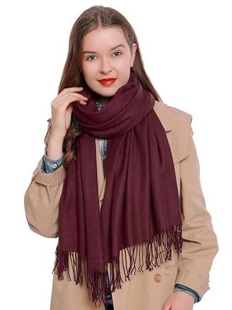 DonDon &Eacute;charpe femme hiver chaud et douce Ch&acirc;le Etole Foulard 185 x 65 cm - Bordeaux