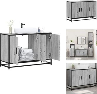 vidaXL Waschbeckenunterschrank Grau Sonoma 90x33x60 cm Holzwerkstoff - Waschbeckenunterschrank - Waschbeckenunterschränke - Waschbeckenschrank - Waschtisch