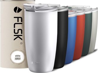 FLSK Edelstahl Next Gen Essentials CUP To go- Mehrwegbecher f&uuml;r unterwegs (350 ml, 500 ml) - 3h hei&szlig; & 3h kalt, auslaufsicher, sp&uuml;lmaschinengeeignet, inkl.
