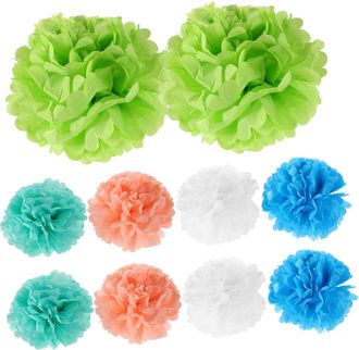 Valiclud 10 Stück Papierblumen Pom Poms Dekorative Faltbare Papierblumen Handgefertigte Deko für Geburtstag Hochzeit Shower Vielseitige Party und Schaufensterd