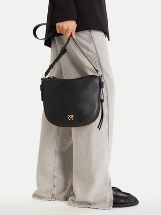 Pinko Handtasche PINKO Hobo Zip Around Mini Ai 25-26 PLTT 105332 A0QO Schwarz