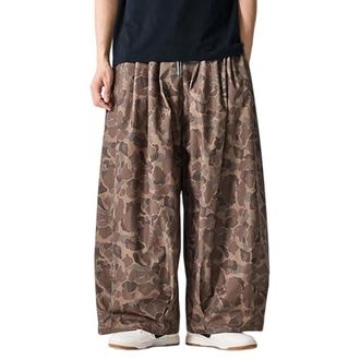 Generic Pantalon cargo pour homme et fille - Jambes larges - Cordon de serrage - Camouflage, marron, 4XL