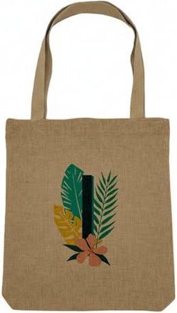 Fabulous Sac Shopping Tote Bag Aspect Lin - I Isabelle Irene Lettre Pr&eacute;nom Fleurs Tropicale Exotique - Sac de Courses Toile Epaisse 360g Beige Naturel Cabas Po
