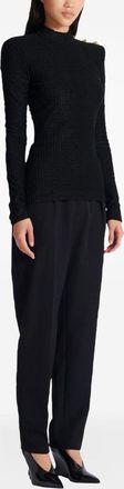 Balmain Monogram Bouclette High-Neck Top - Black