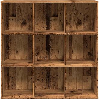 Generic Modernes Offenes B&uuml;cherregal aus Holzwerkstoff mit 9 F&auml;chern f&uuml;r Wohnzimmer, Heimb&uuml;ro und Arbeitszimmer (Altes Holz)