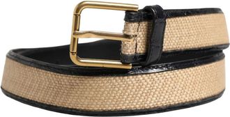 Dolce & Gabbana Homme, Accessoires, Beige, Taille: ONE Size Braided Leather Metal Buckle Belt