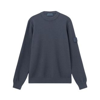 Stone Island Homme, Pulls, Bleu, Taille: XL Pull Ras du Cou Ghost &agrave; Bords C&ocirc;tes