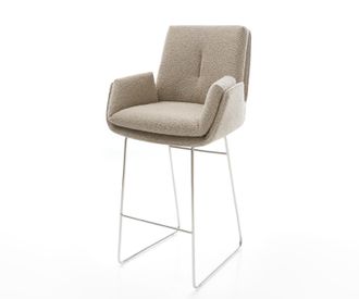 DELIFE Barstuhl Clea-Flex Boucl&eacute; Schlamm Kufengestell Edelstahl Silberfarben, Barst&uuml;hle