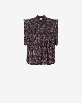 Isabel Marant Top Dersia - Femme - Noir / Framboise - Taille34 - Marant &Eacute;toile