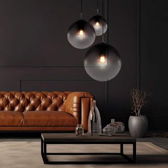 Globo Lighting Pendelleuchte Rauchglas H&auml;ngeleuchte Glas chrom Deckenlampe f&uuml;r Ihr Wohnzimmer, Kugelform, 3x E27, DxH 51x120 cm, Esszimmer