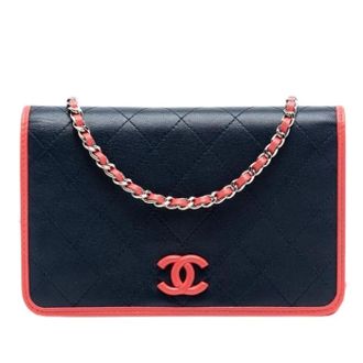 Chanel Portefeuille sur cha&icirc;ne Pre-owned - Femme - Pre-owned - Bleu - Taille: ONE Size