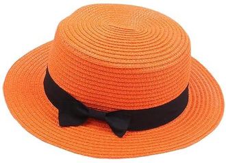 Generic 2025 - Chapeau de plage pour femme - Chapeau de soleil - Motif feuilles et fleurs, Orange, Taille unique