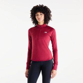 New Balance Damen RC Essential Heat Grid 1/2 Zip in Rot, Poly-Strick, Gr&ouml;&szlig;e XS