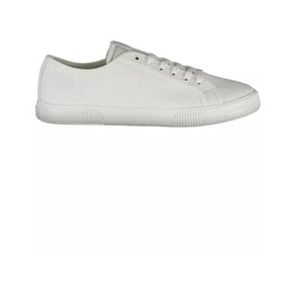 Calvin Klein Homme, Chaussures, Blanc, Taille: 44 EU Baskets en coton avec détails contrastants et logo imprimé