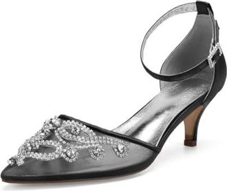 Generic Chaussures De Mariage Mariée Femme Bout Pointu Talons Bas Bureau Travail Soir Sandale Talons Hauts 6Cm,Noir,38 EU