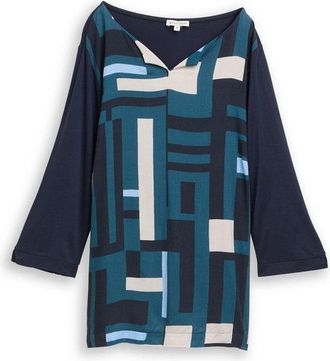 Tom Tailor 3/4-Arm-Shirt T-Shirt Plus Size - Langarmshirt im Material-Mix