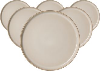 Ritzenhoff & Breker Olivia Speiseteller 27 cm in beige, 6er Set, Flache Essteller mit Reaktivglasur, Schlichte Coupeform, Steingut, Sp&uuml;lmaschinenfest