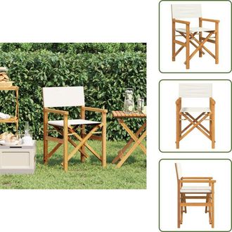 vidaXL The Living Store - vidaXL Regiestuhl Klappbar Creme Massivholz Teak