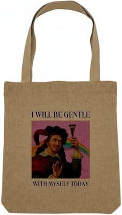 Fabulous Sac Shopping Tote Bag Aspect Lin - Be Gentle Collage Vintage Illustration Art Humour Meme Parodie Arc en Ciel - Sac de Courses Toile Epaisse 360g Beig