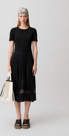 Claudie Pierlot Robe midi Twist bi-mati&egrave;re noire