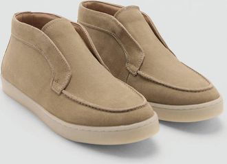 Mango Bottines baskets cuir su&eacute;d&eacute; sable - Homme - 39 - MANGO MAN