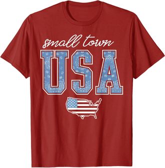 Trendy Apparel Small Town USA United States of America Flag T-Shirt