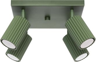 Sollux Lighting Deckenlampe Deckenleuchte Deckenstrahler Aluminium 4 Flammig 25 x 25 x 16,5 cm Karbon Olivgrün